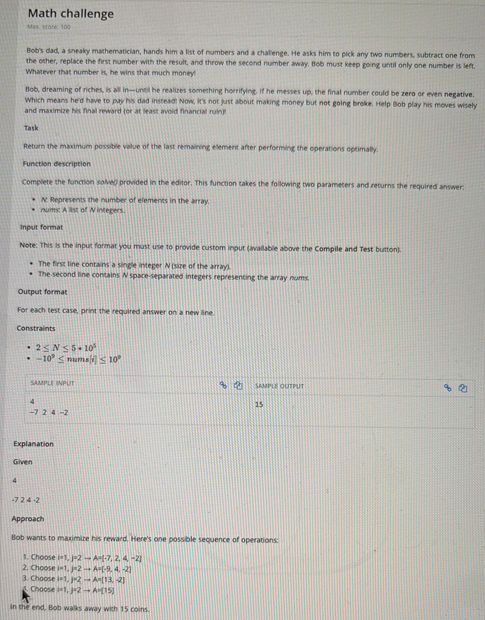 Return the maximum possible value of the | StudyX