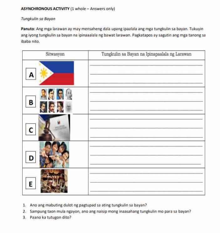 ASYNCHRONOUS ACTIVITY (1 whole - Answers | StudyX