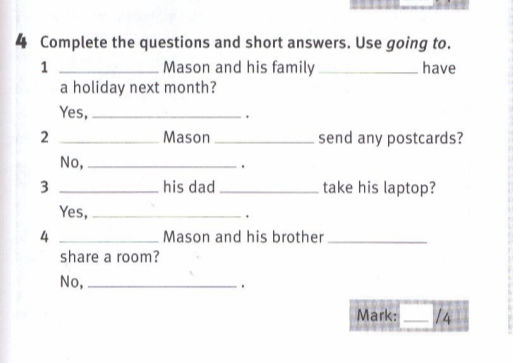 4 Complete the questions and short answers. | StudyX