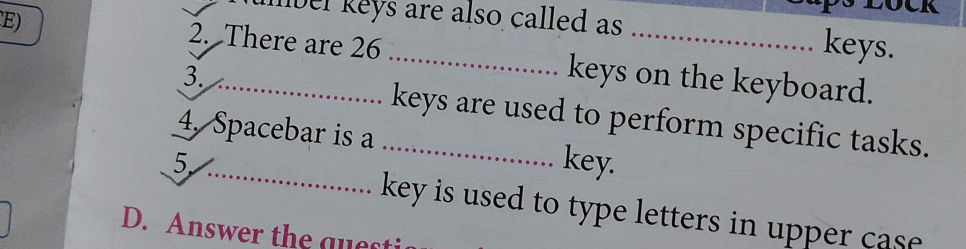 2. There are 26 ______ keys on the keyboard. | StudyX