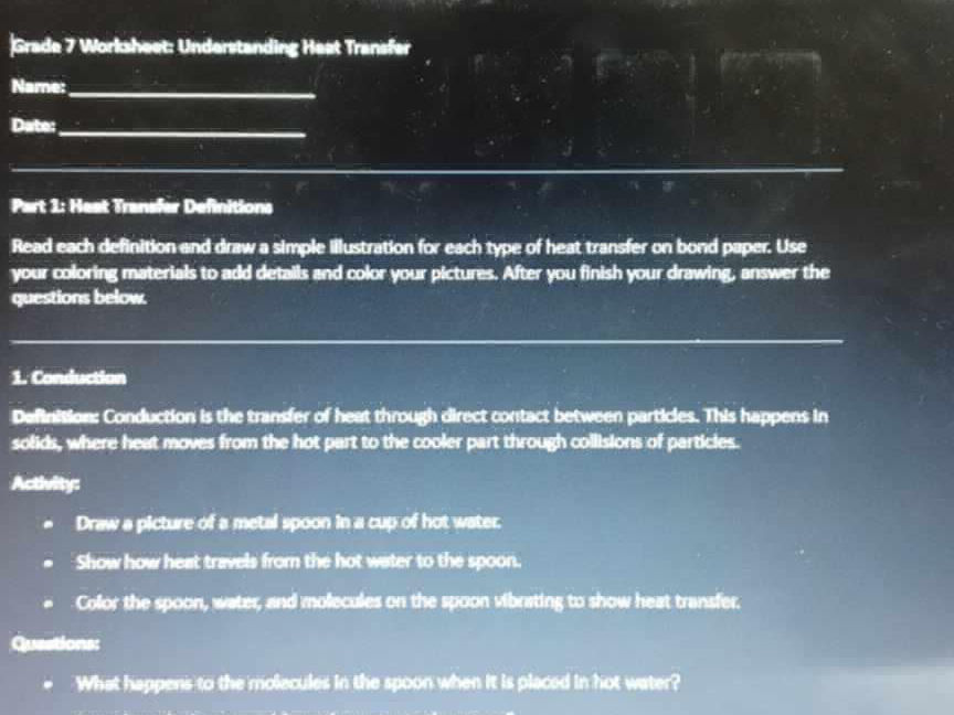 Grade 7 Worksheet: Understanding Heat | StudyX