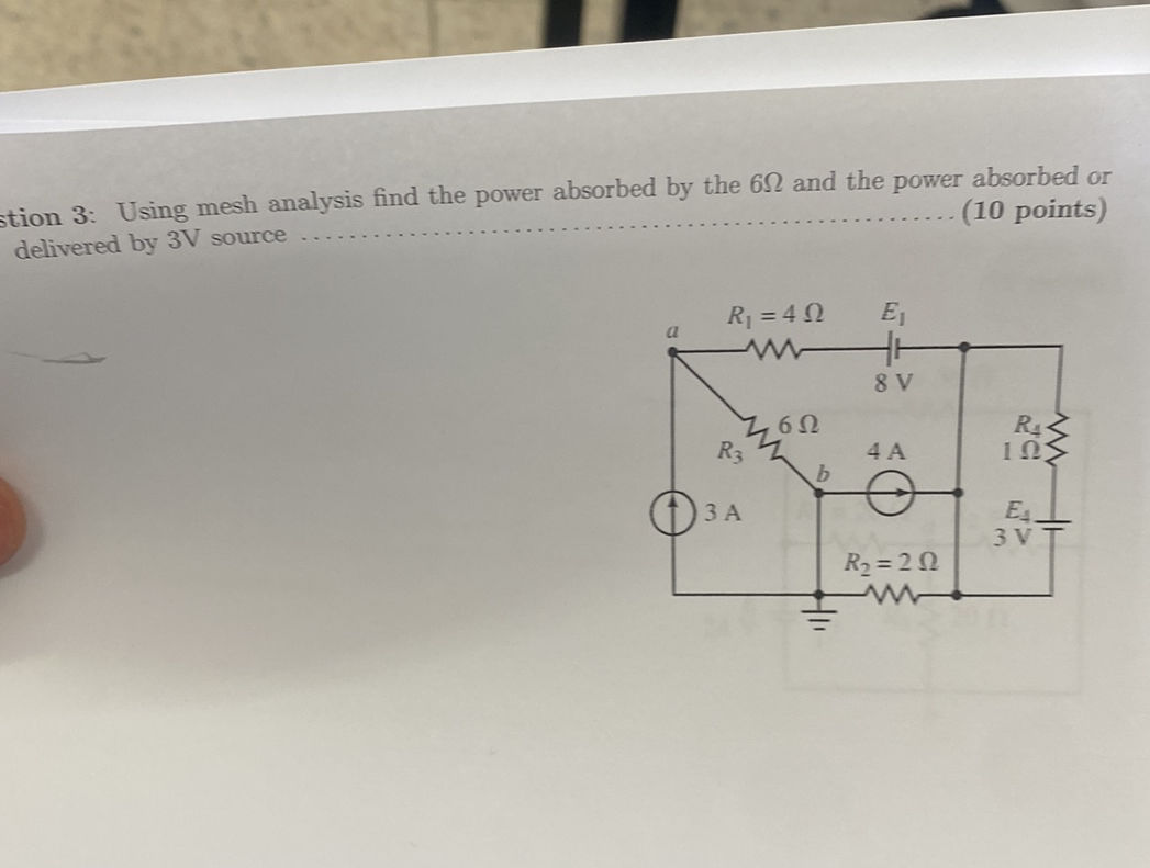 Question 3: Using mesh analysis find the | StudyX