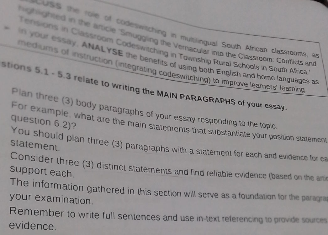 stions 5.1-5.3 relate to writing the MAIN | StudyX