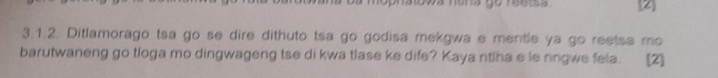 3.1.2. Ditlamorago tsa go se dire dithuto