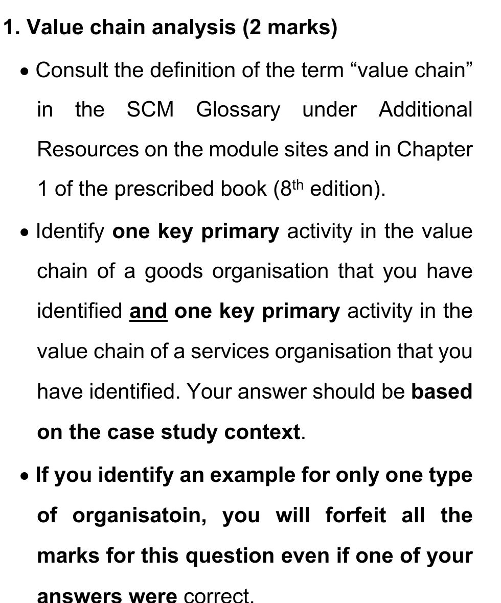 1. Value chain analysis (2 marks) • Consult | StudyX