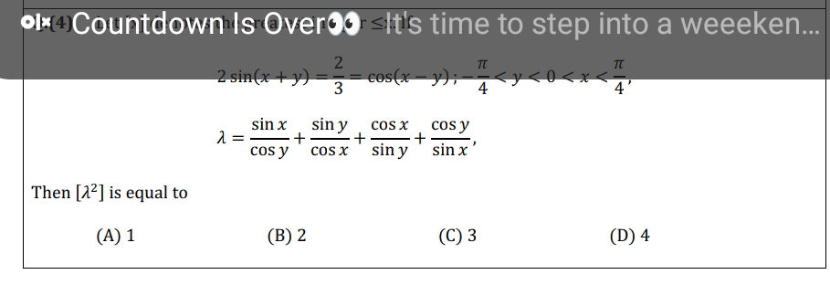 2 sin(x + y) = {2}{3} = cos(x - y); - { | StudyX