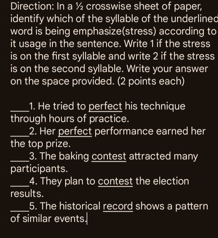 Direction: In a 1/2 crosswise sheet of | StudyX