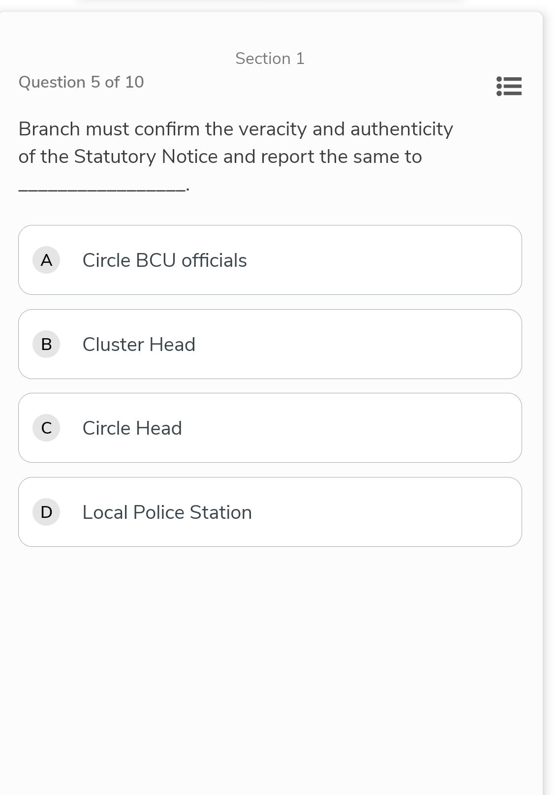 Section 1 Question 5 of 10 Branch must | StudyX