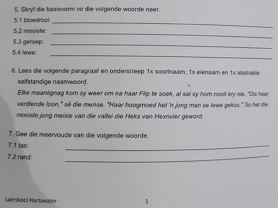 5. Skryf die basisvorm vir die volgende | StudyX
