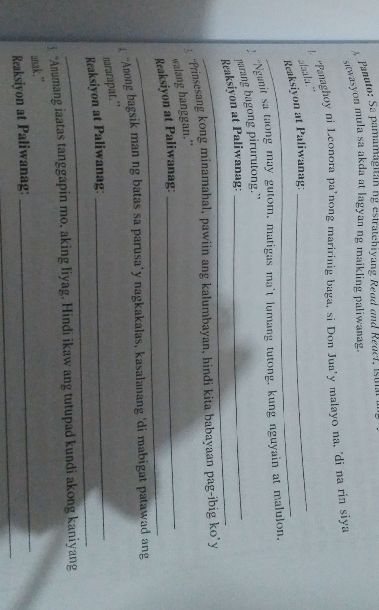 A. Panuto: Sa pamamagitan ng estratehiyang | StudyX