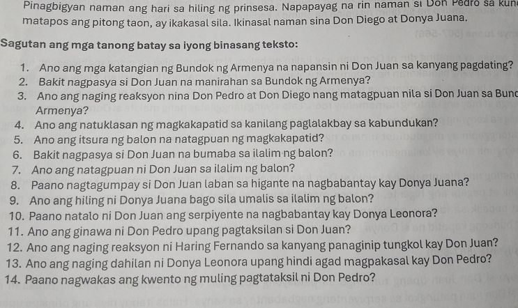 Sagutan ang mga tanong batay sa iyong | StudyX