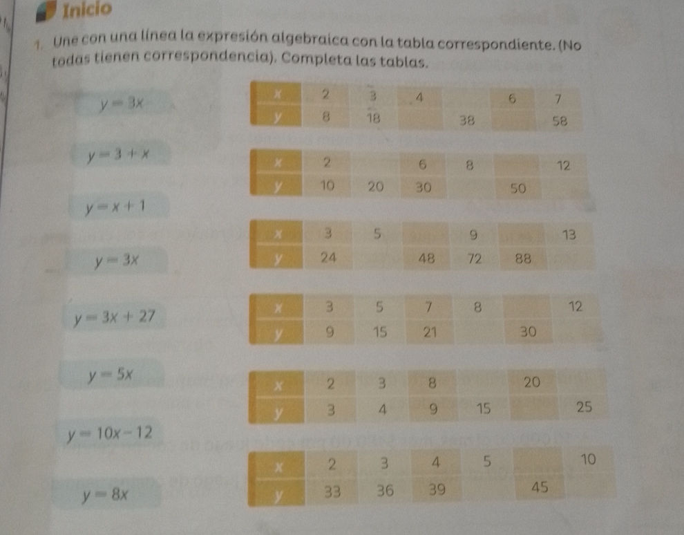 1. Une con una linea la expresión algebraica | StudyX