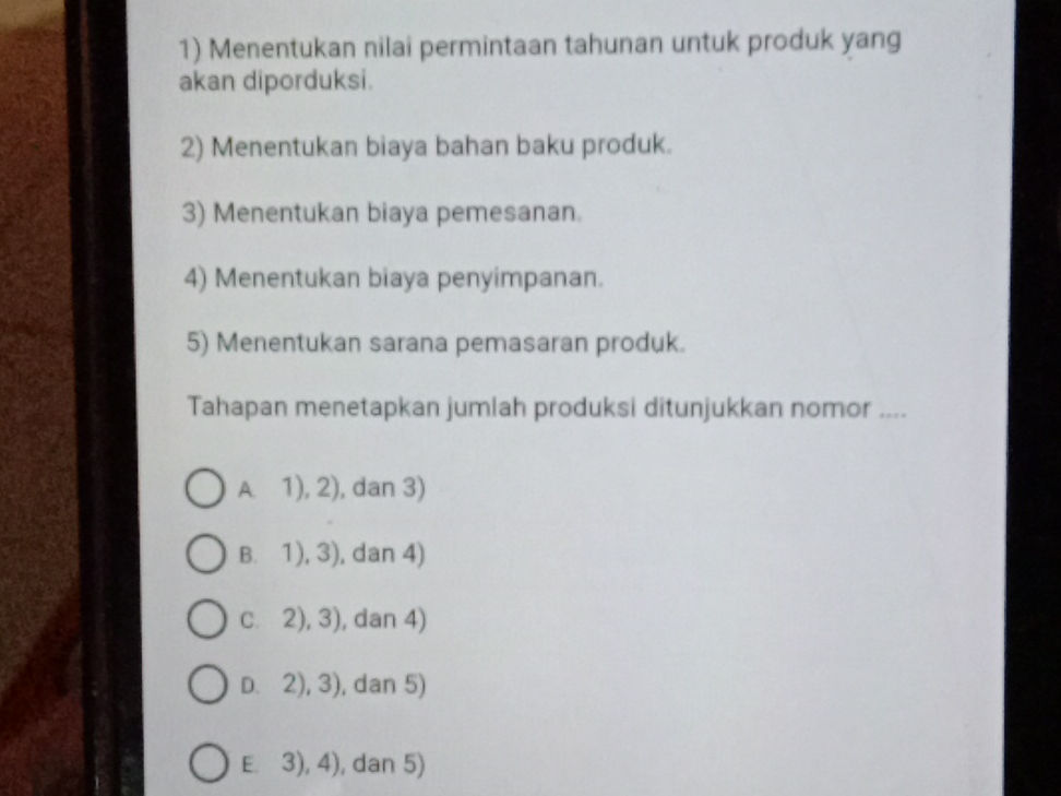 1) Menentukan nilai permintaan tahunan untuk | StudyX
