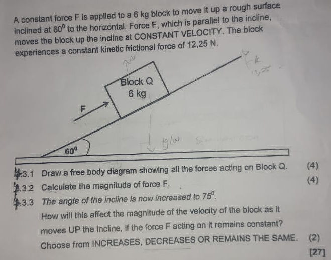 A constant force F is applied to a 6 kg | StudyX