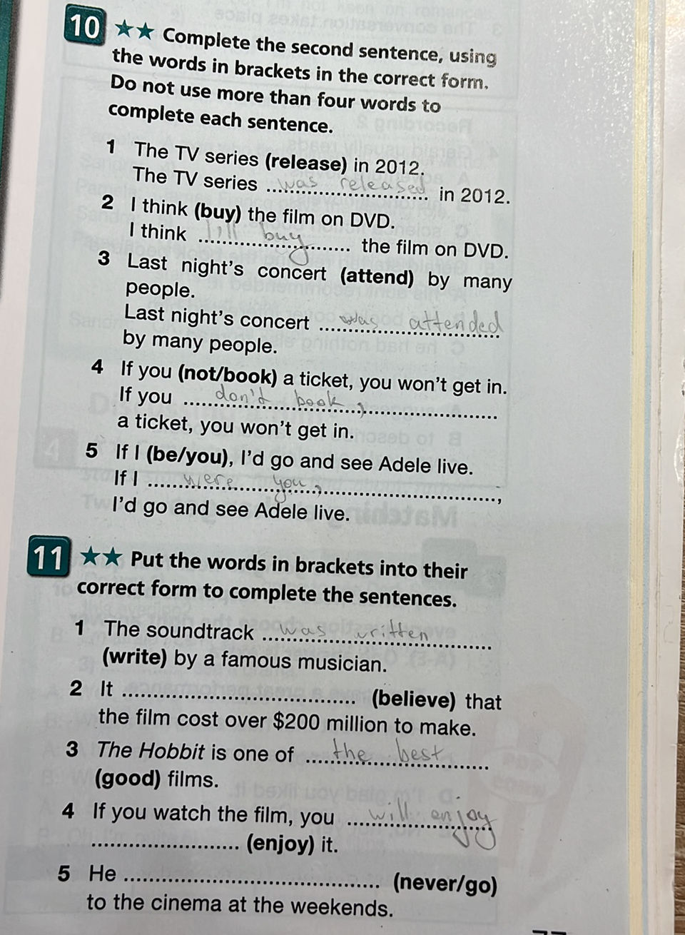 10 ★★ Complete the second sentence, using | StudyX