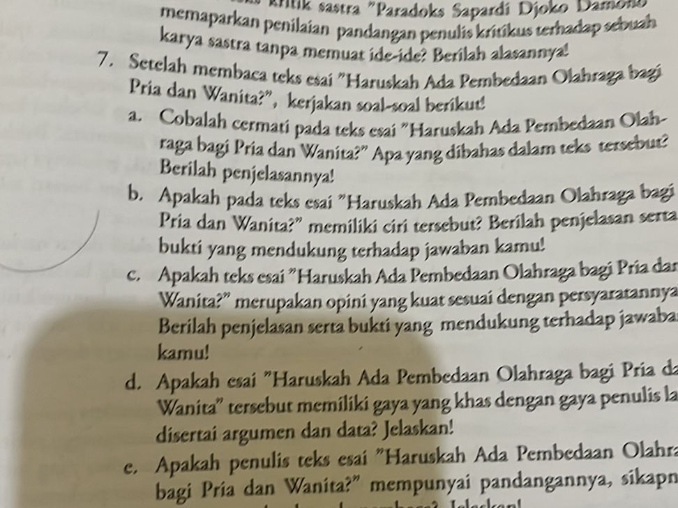 7. Setelah membaca teks esai "Haruskah Ada | StudyX