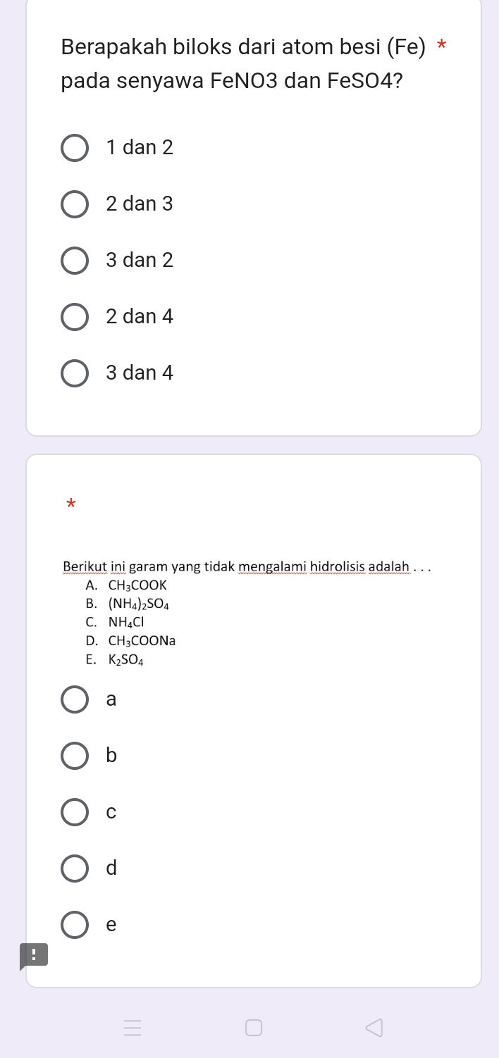 Berapakah biloks dari atom besi (Fe) pada | StudyX