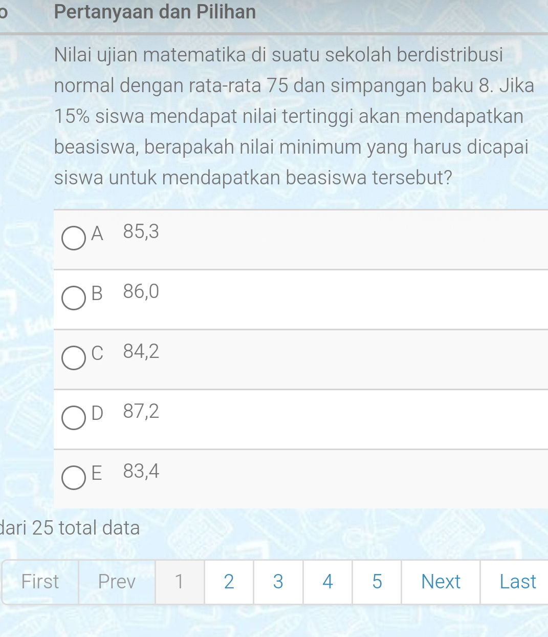 Nilai ujian matematika di suatu sekolah | StudyX