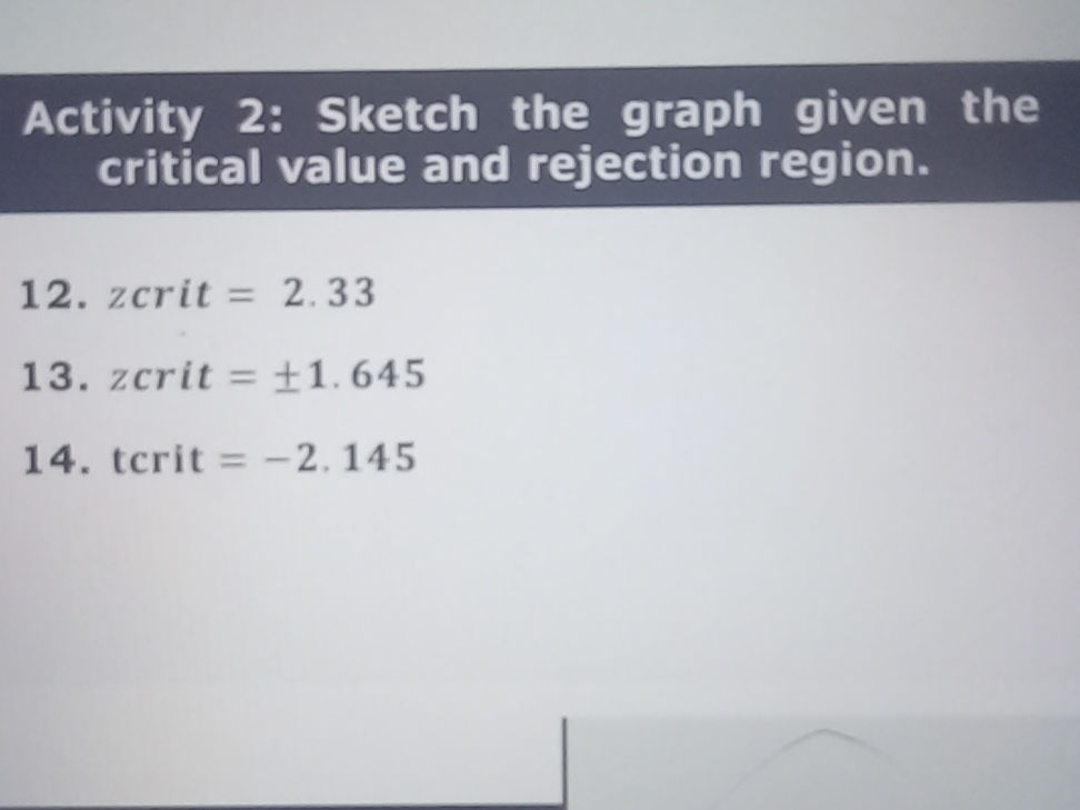 Activity 2: Sketch the graph given the