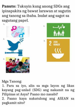 Panuto: Tukuyin kung anong SDGs ang | StudyX