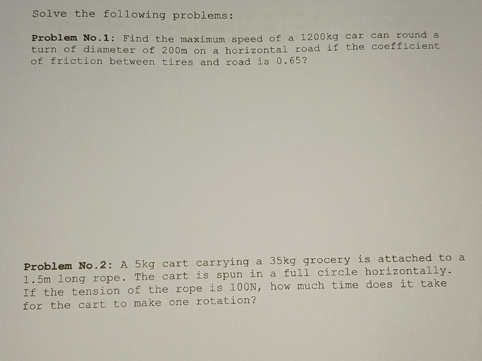 Problem No.1: Find the maximum speed of a | StudyX