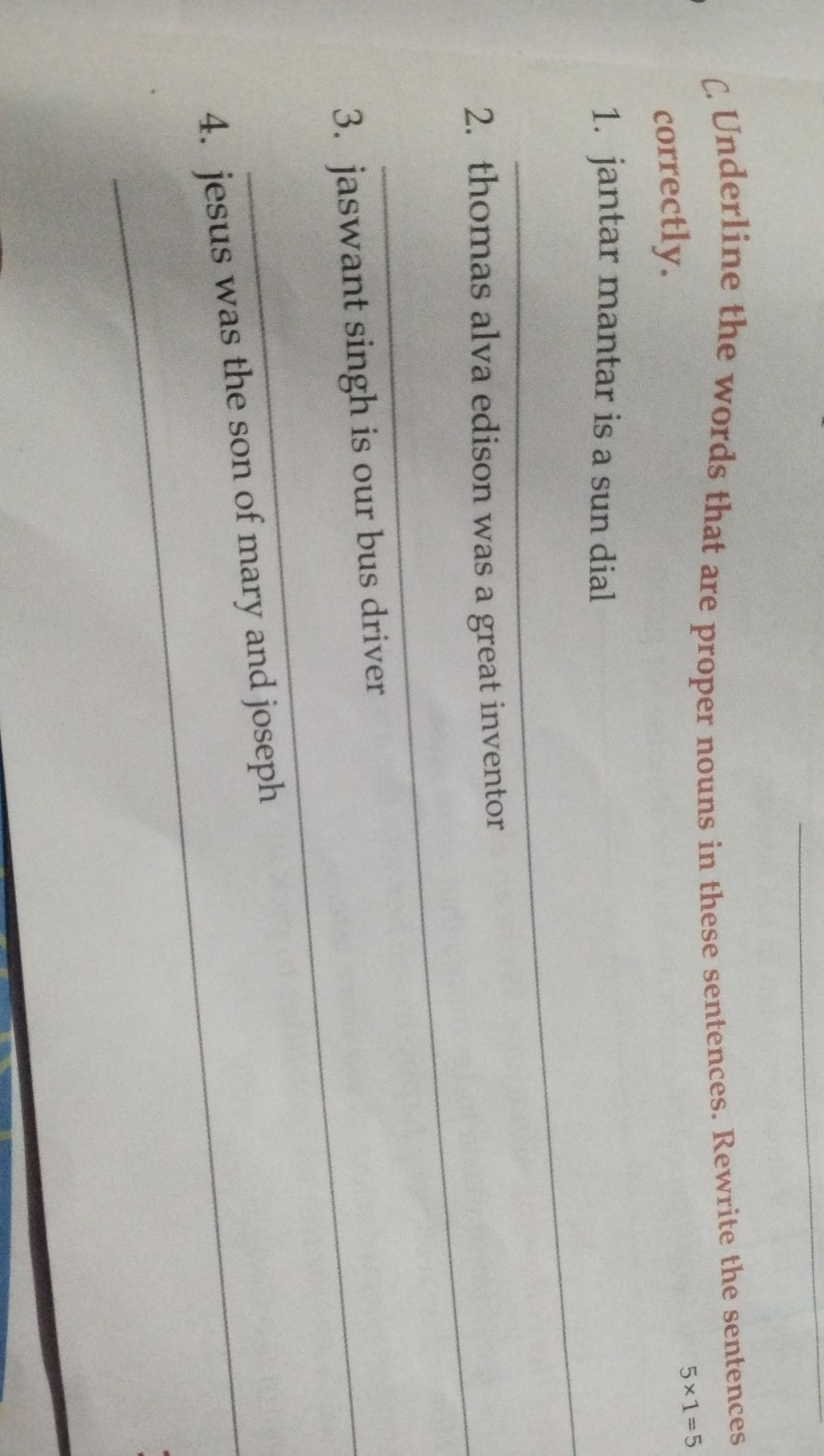 C. Underline the words that are proper nouns | StudyX