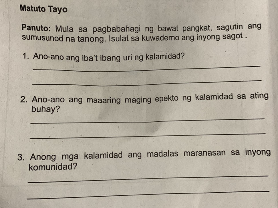Panuto: Mula sa pagbabahagi ng bawat | StudyX