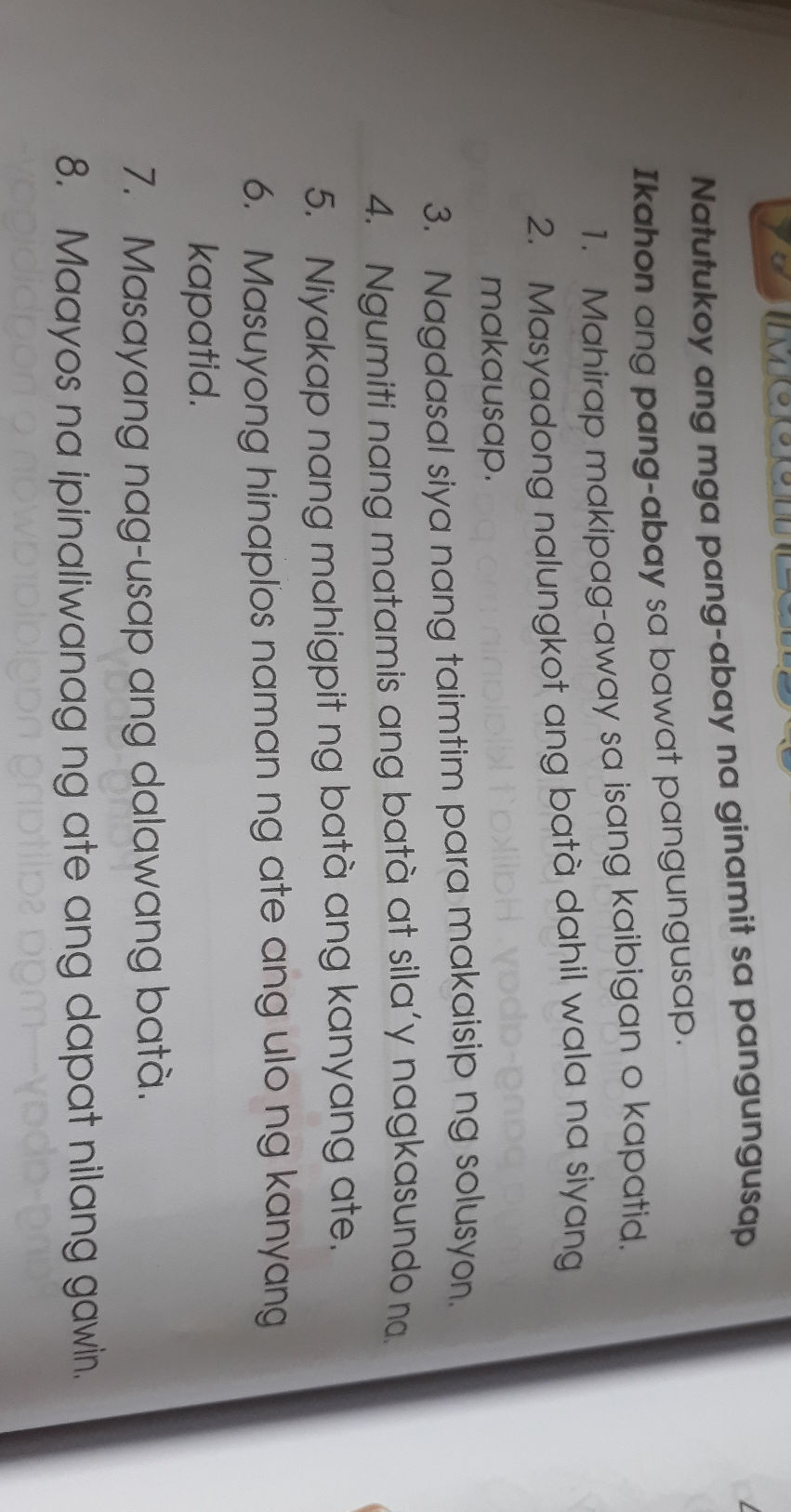 Natutukoy ang mga pang-abay na ginamit sa | StudyX