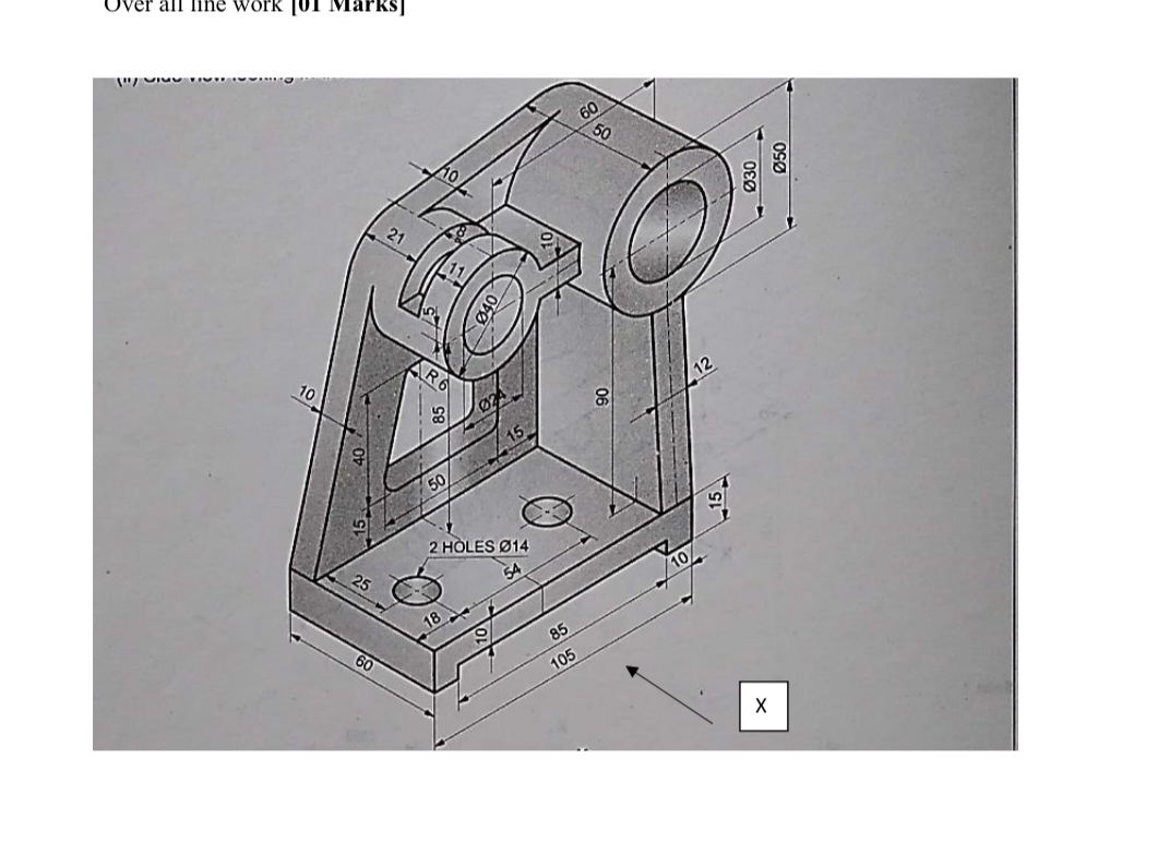 The image shows a 3D engineering drawing | StudyX