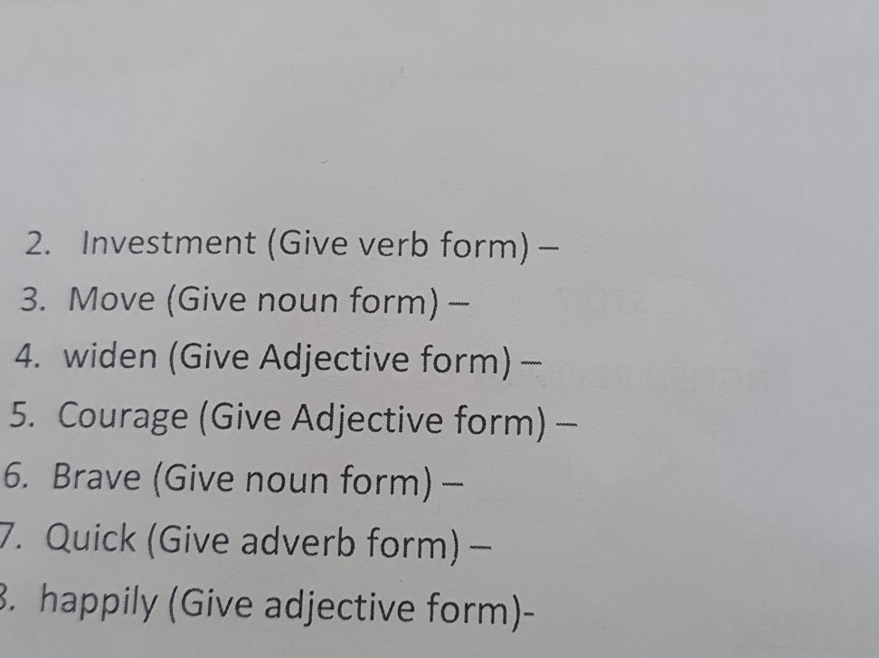 2. Investment (Give verb form) - 3. Move | StudyX