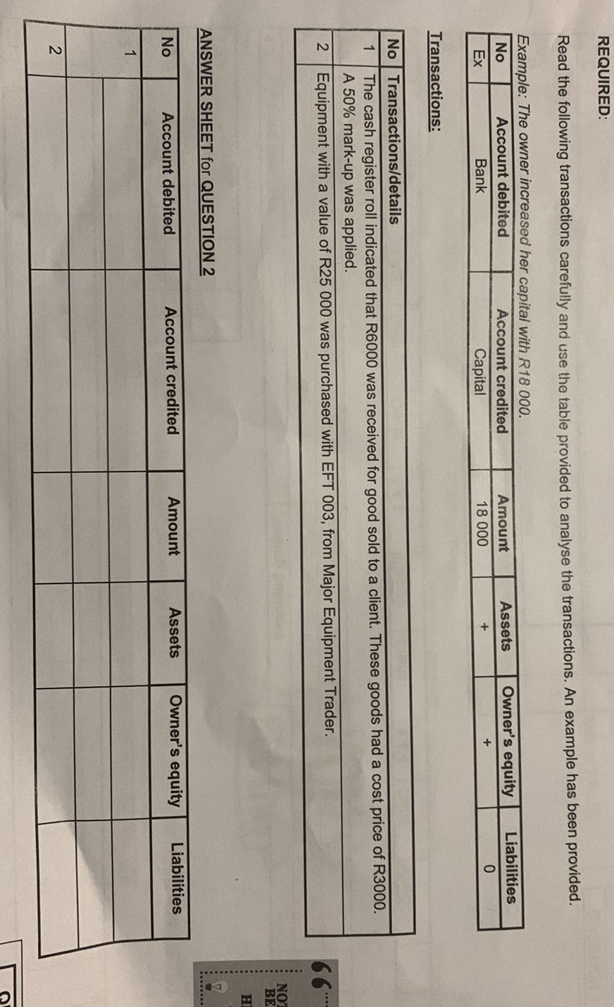 REQUIRED: Read the following transactions | StudyX