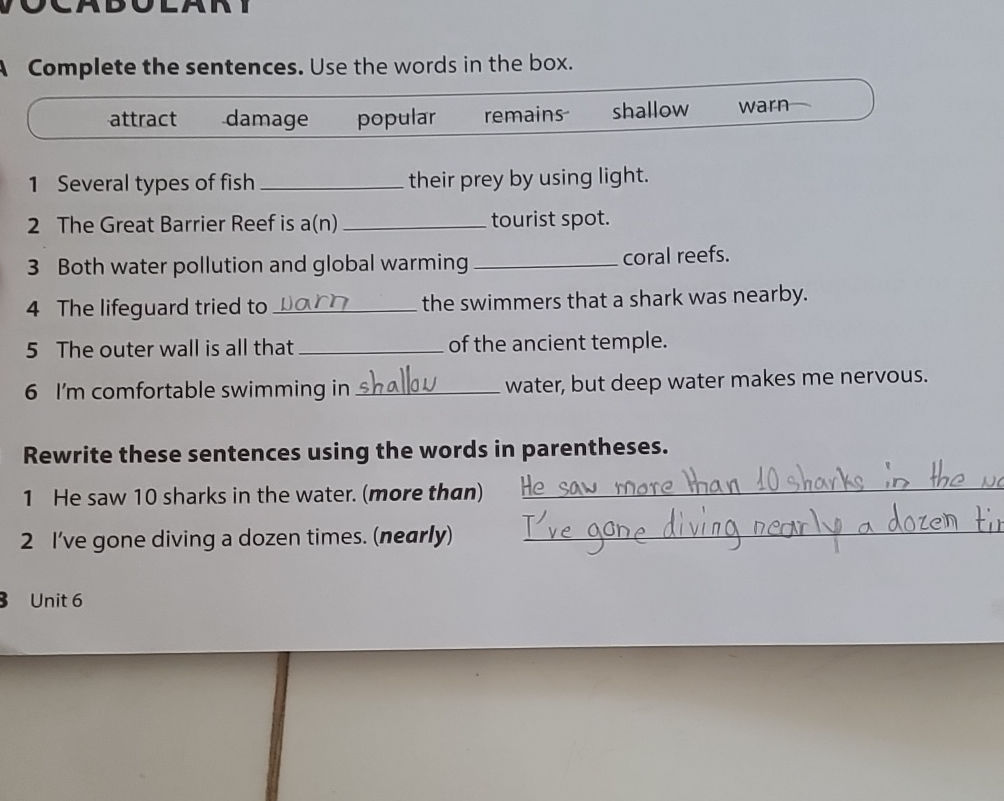 A Complete the sentences. Use the words in | StudyX