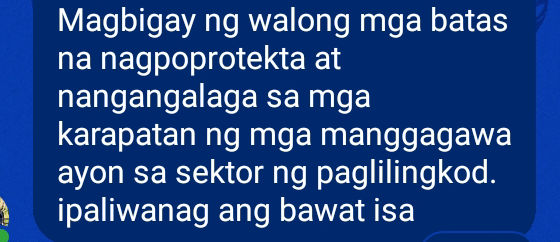 Magbigay ng walong mga batas na | StudyX