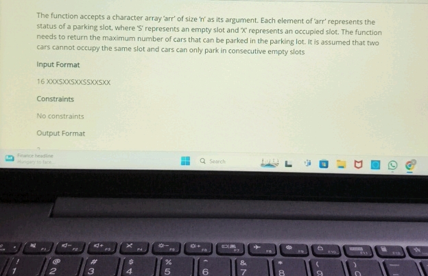 The function accepts a character array arr | StudyX