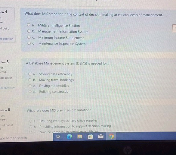 on 4 What does MIS stand for in the context | StudyX
