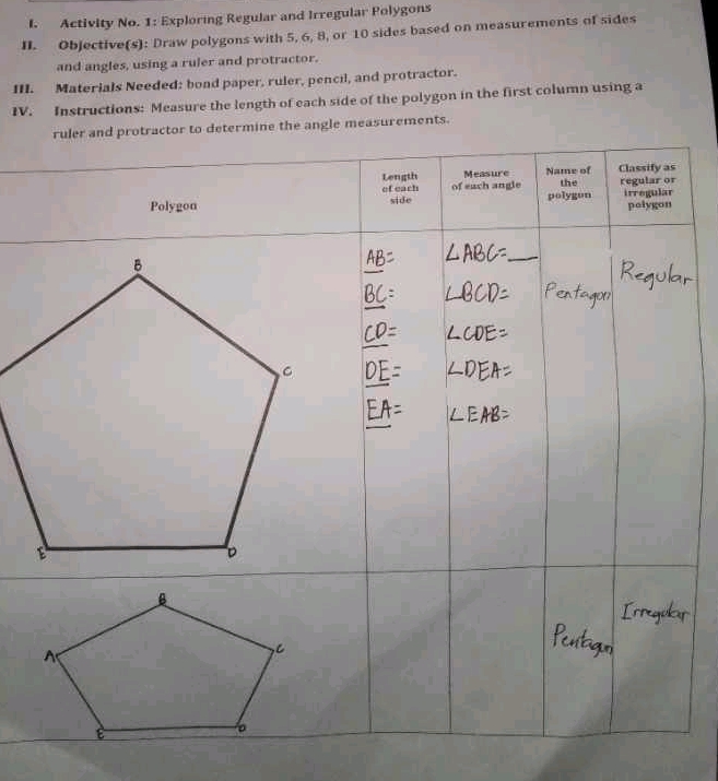 1 Activity No I Exploring Regular and | StudyX