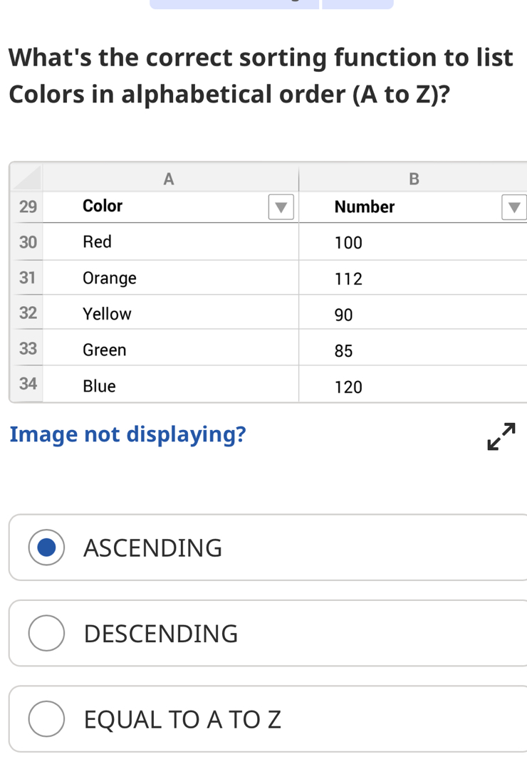 Whats the correct sorting function to list | StudyX