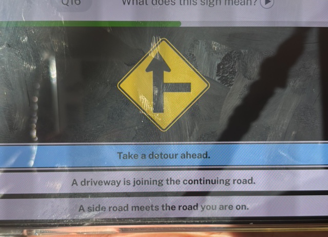 Take a detour ahead A driveway is joining | StudyX