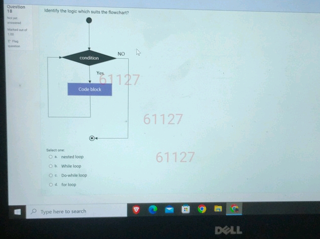 Select one a nested loop b While loop c | StudyX