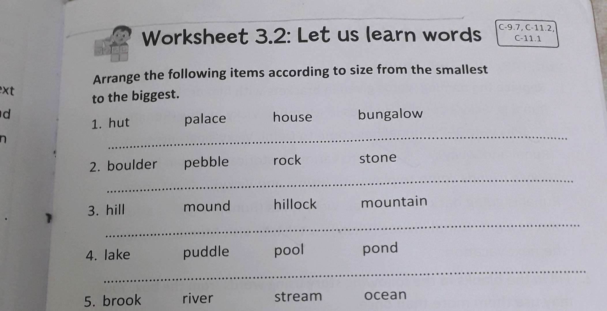 Worksheet 32 Let us learn words C-97 C-112 | StudyX