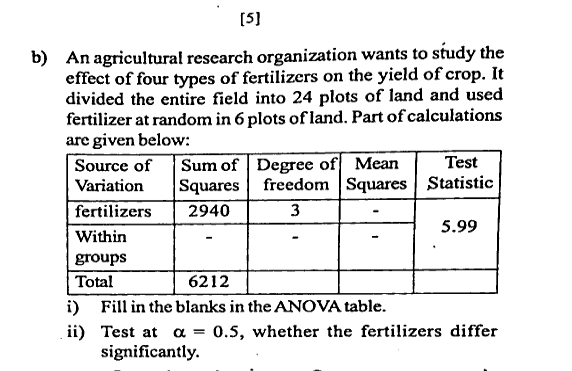 5 b) An agricultural research organization | StudyX