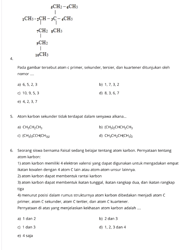 4 Pada gambar tersebut atom c primer | StudyX
