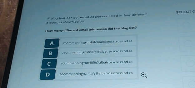 A blog had contact email addresses listed | StudyX