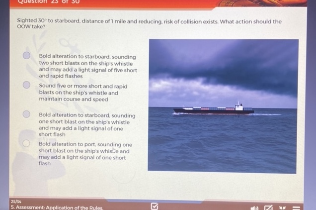 Sighted 30 to starboard distance of 1 mile | StudyX