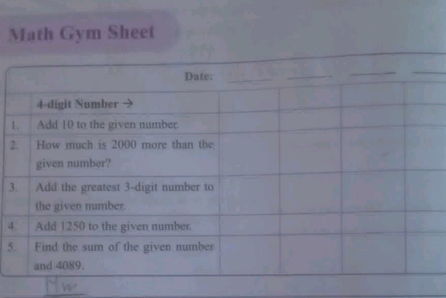 Math Gym Sheet 1 Add 10 to the given | StudyX