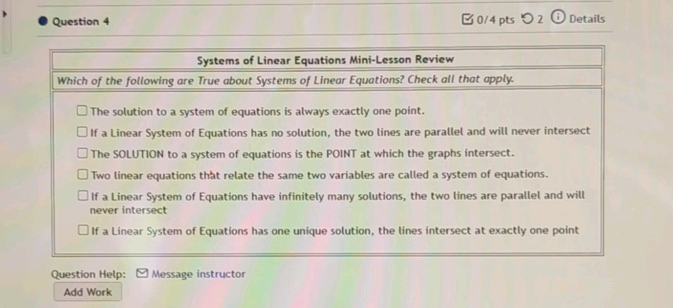 Question 4 0 / 4 pts 2 Details Systems of | StudyX