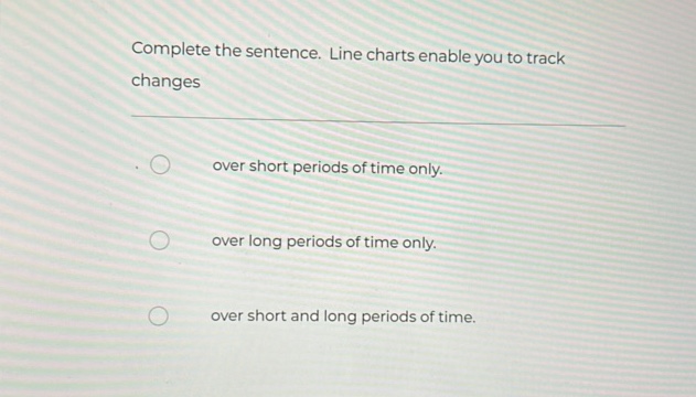 Complete the sentence Line charts enable | StudyX