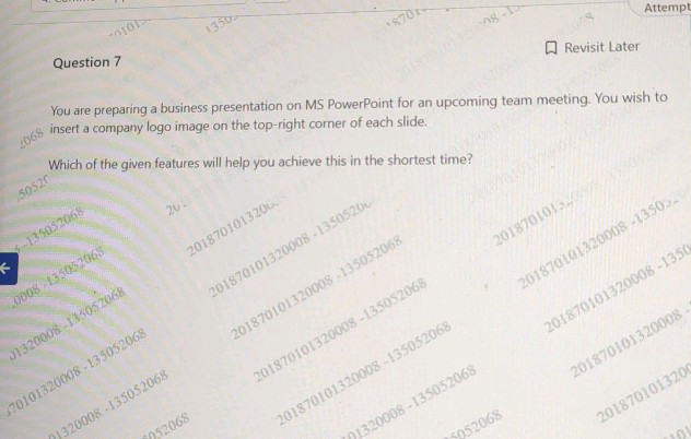 Attempt Question 7 Revisit Later You are | StudyX