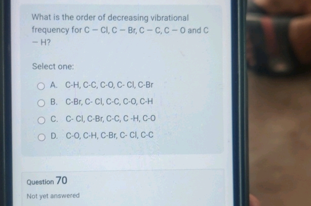 What is the order of decreasing vibrational | StudyX