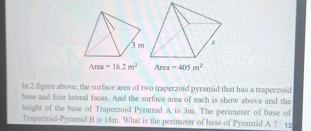 Area =162 m2 Area =405 m2 In 2 figure above